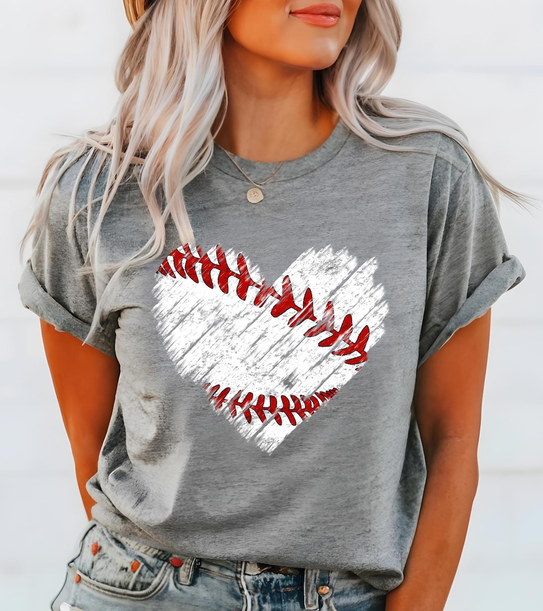 Distressed Baseball Heart T-shirt: Baseball Mom Tee - Etsy