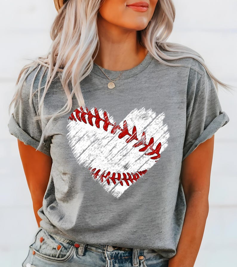 Distressed Baseball Heart T-shirt: Baseball Mom Tee - Etsy