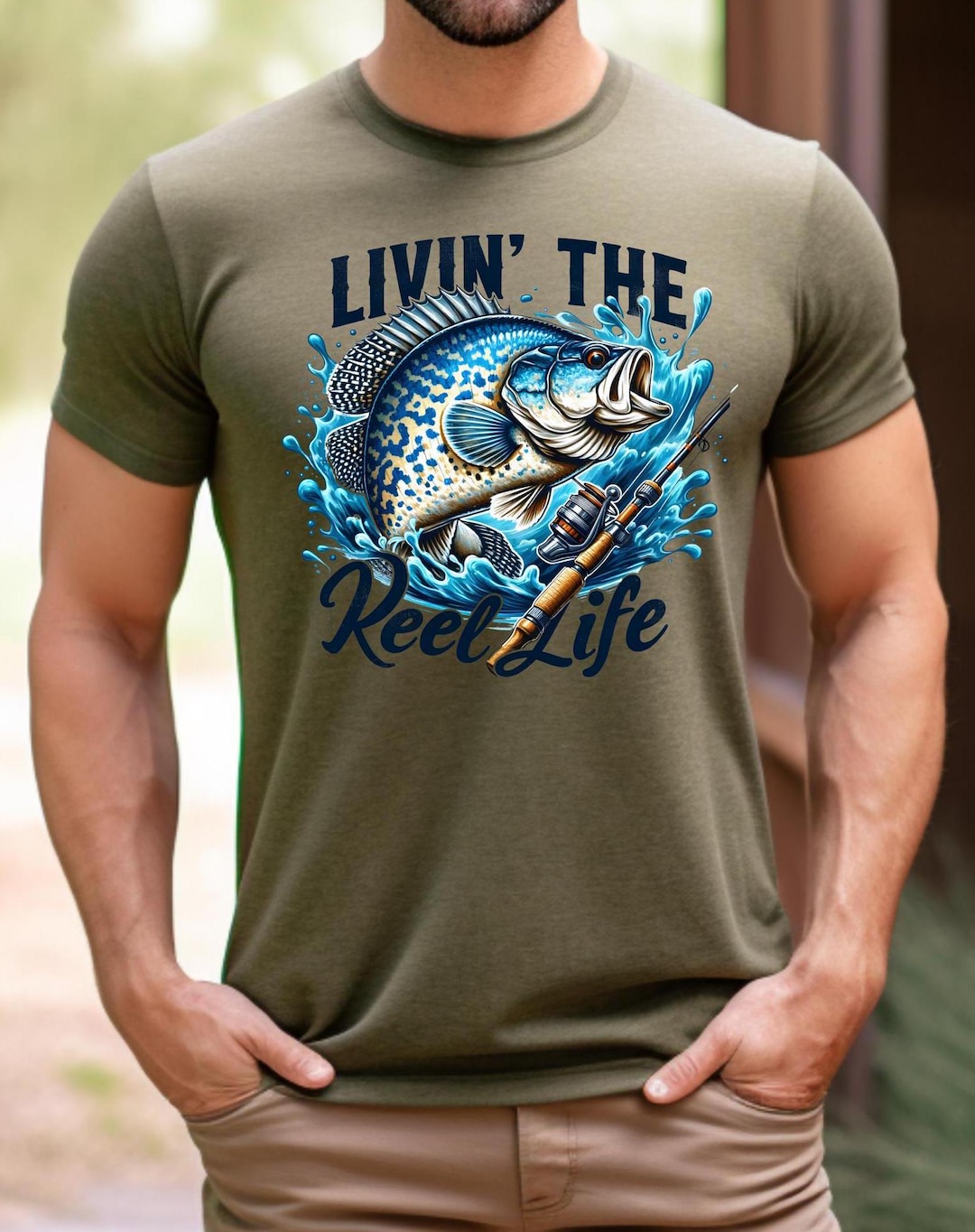 Livin the Reel Life Fish Shirt, Graphic Fishing Tee, Fishing Lover ...