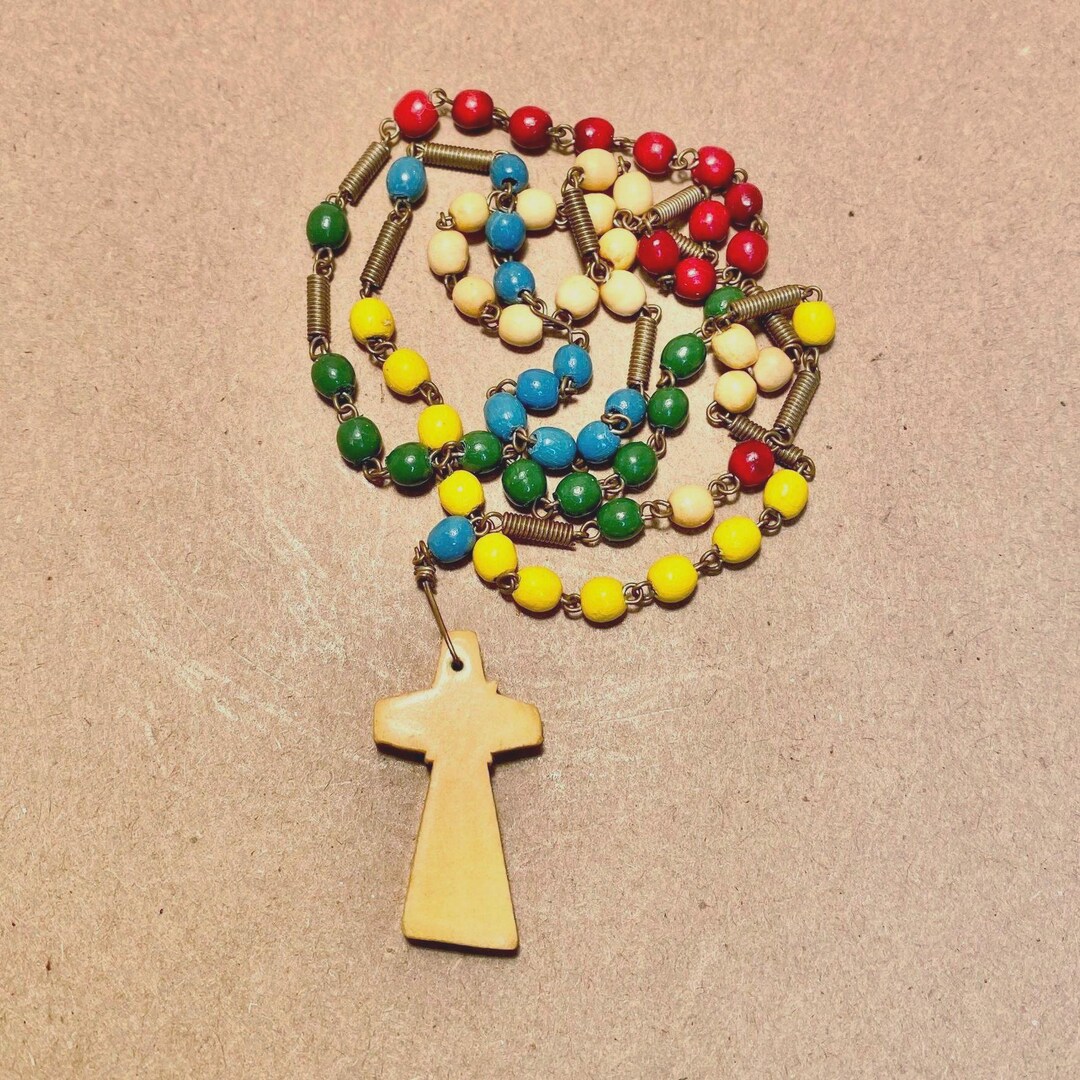 Vintage Wood Rosary, Colorful, Kid Child Size - Etsy