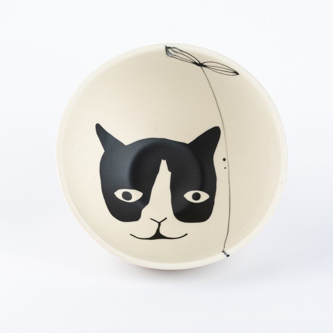 Small Tuxedo Cat Head Bowl for Snacks, Prep, Ice Cream, or Cat Food ...