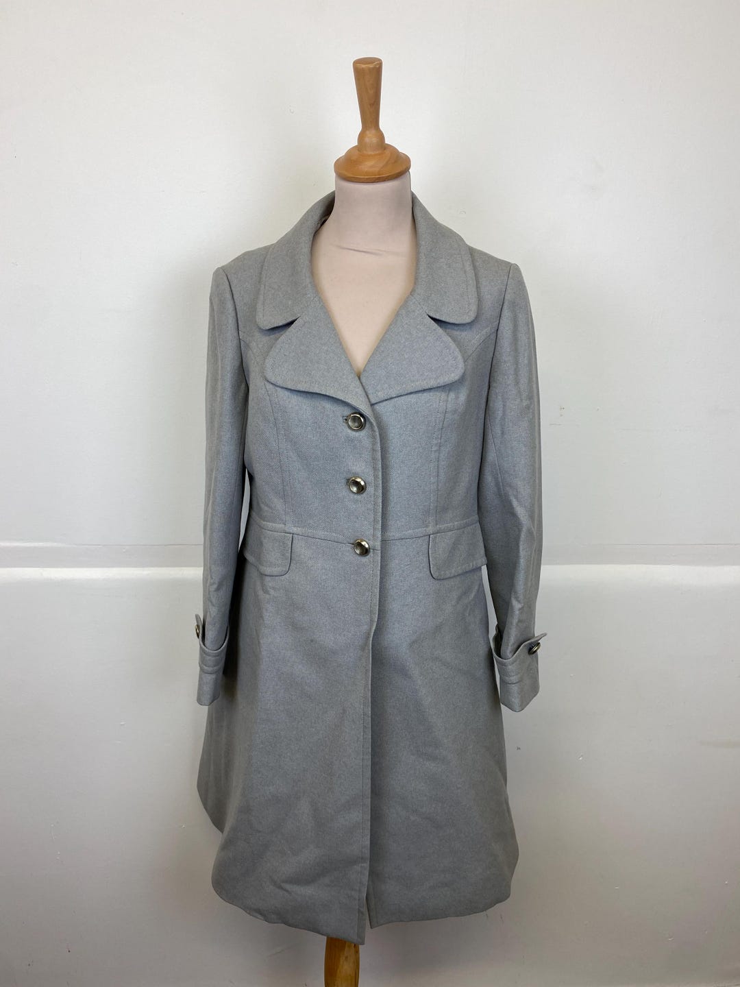 Vintage French Grey Wool Coat – Made in France – Long Tailored Overcoat ...
