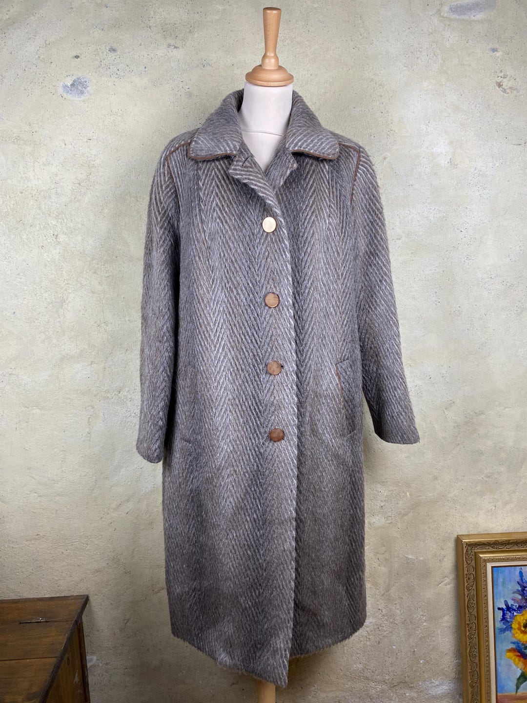 Vintage French Wool Coat for Women – Size L – Made in France ...