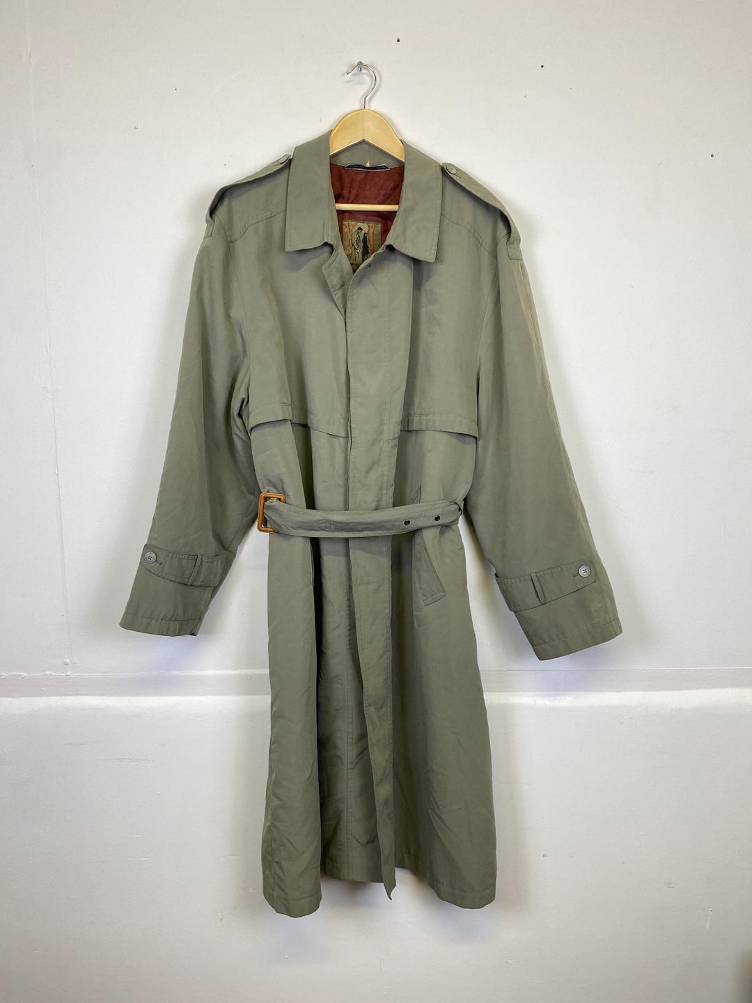 Vintage Trench Coat – Men’s XL – El Corte Inglés – Olive Green Long ...
