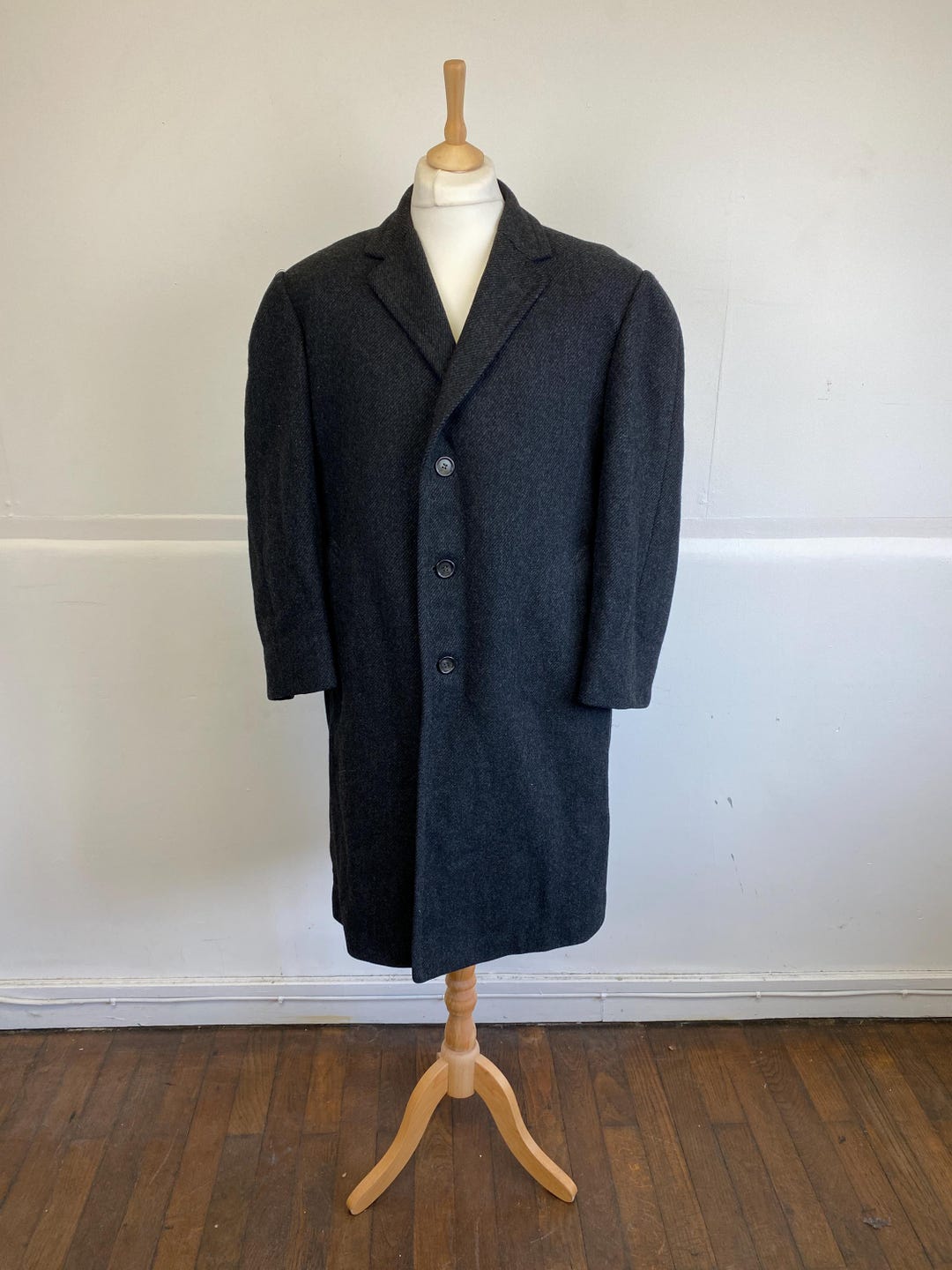 Vintage French Overcoat – Black Wool – Size L – Lacaze Frères ...