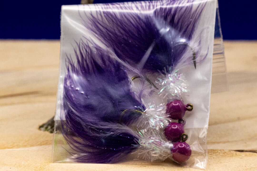 Purple & White 1/16th Ounce Marabou Crappie Panfish Jig - Etsy