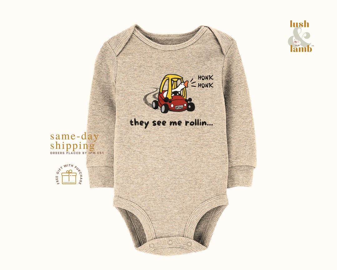 Silly Goose Driving Custom Baby Bodysuit Cute Goose Kids Shirt, Funny ...