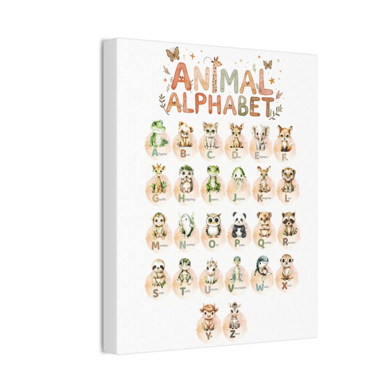 Animal Alphabet Canvas Wall Art | ABC Chart Print | Nursery, Classroom ...