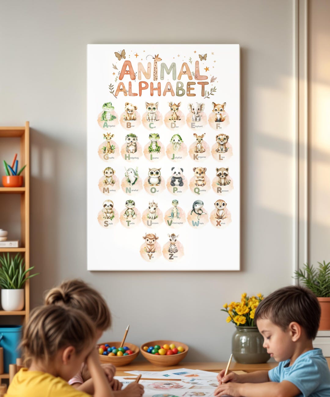 Animal Alphabet Canvas Wall Art | ABC Chart Print | Nursery, Classroom ...