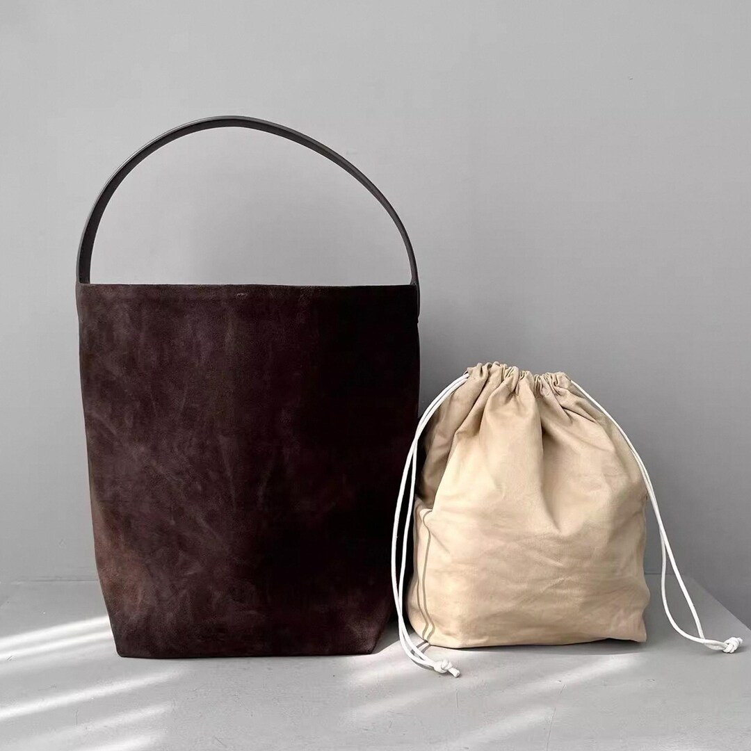 Minimal Suede Bucket Tote, Women Shoulder Bag, Leather Handbag - Etsy