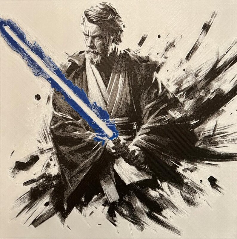 Obi-wan Kenobi Star Wars 3D Print Textured Artwork - Etsy