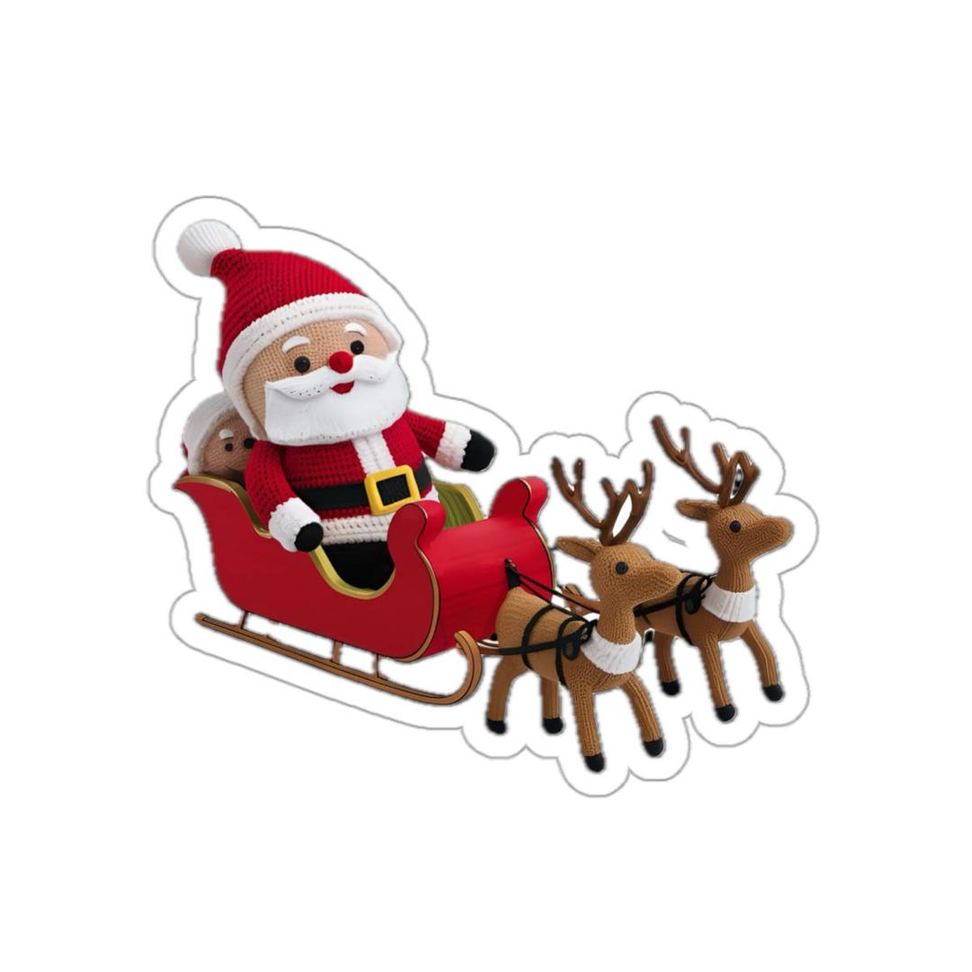 Santa's Sleigh Sticker Santa and Reindeer Sticker Christmas Eve Vinyl ...