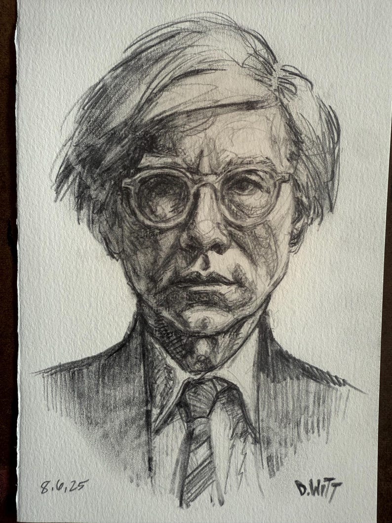 Andy Warhol Original Pencil Portrait - Etsy