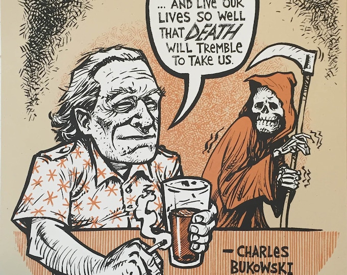 Charles Bukowski Beer Quote Screenprint - Etsy