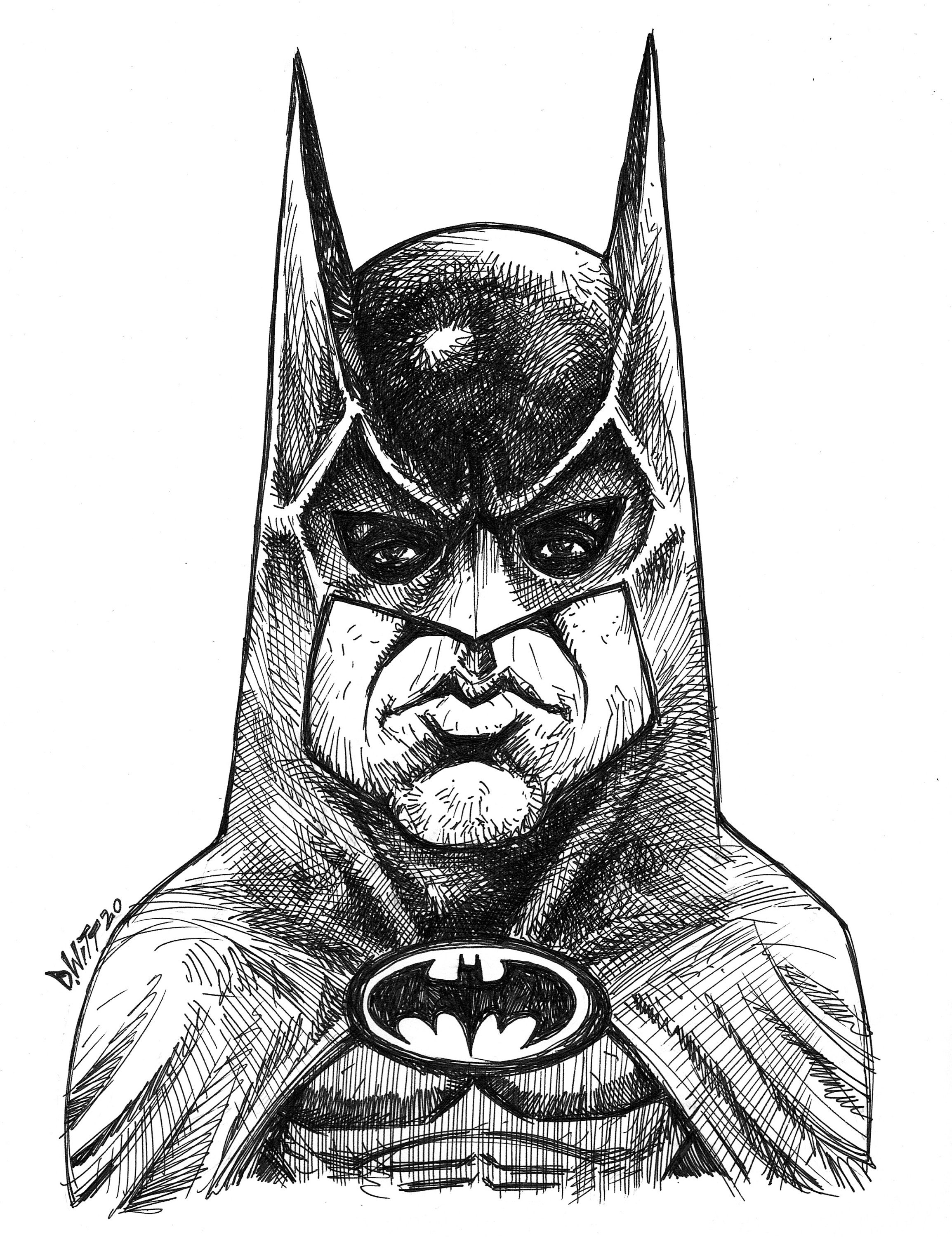 Art & Collectibles Pen & Ink Michael Keaton Batman Original A4 Drawing ...