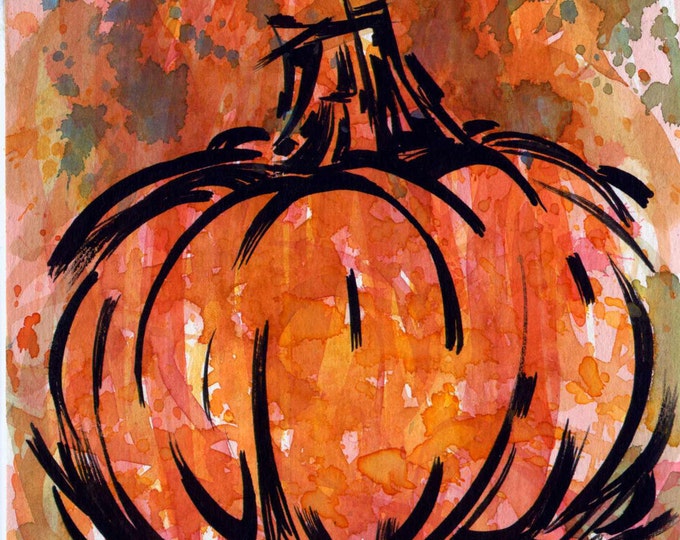 Abstract Pumpkin Original Ink and Watercolor Painting - Etsy