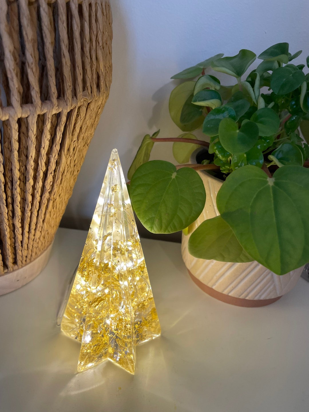Resin Tree Night Light Gold Leaf Mini Lights - Etsy
