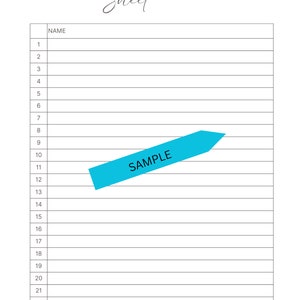Blank/generic Sign up Sheet | Minimal Design | Instant Download - Etsy