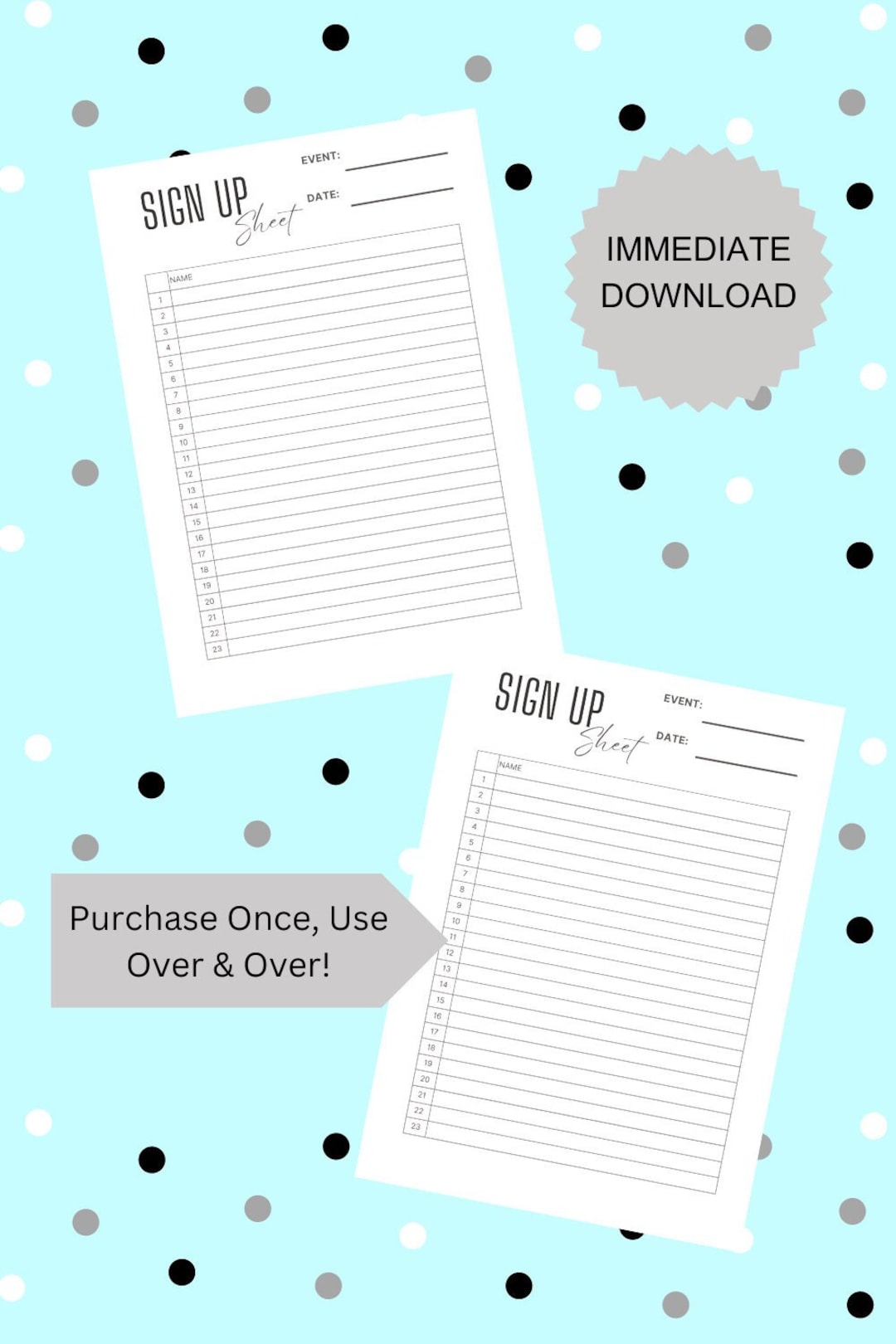 Blank/generic Sign up Sheet | Minimal Design | Instant Download - Etsy