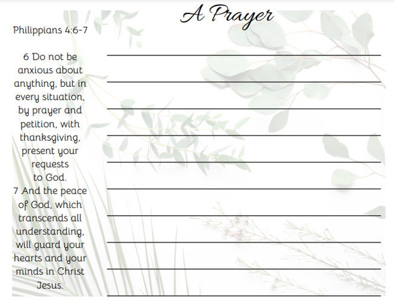Simple Prayer Card | Printable PDF Prayer Request Card | Blank Lined ...