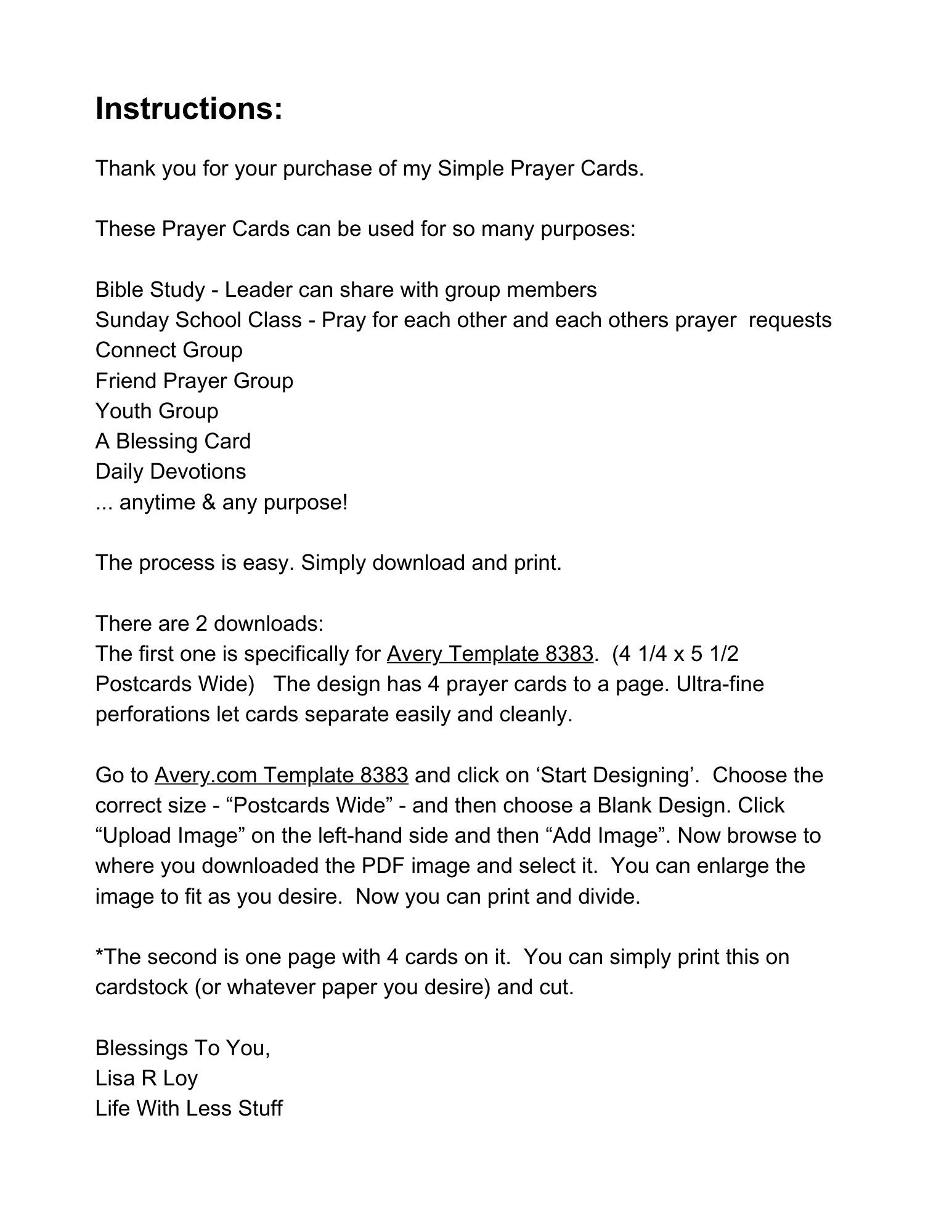 Simple Prayer Card | Printable Prayer Request Card | Note Card ...