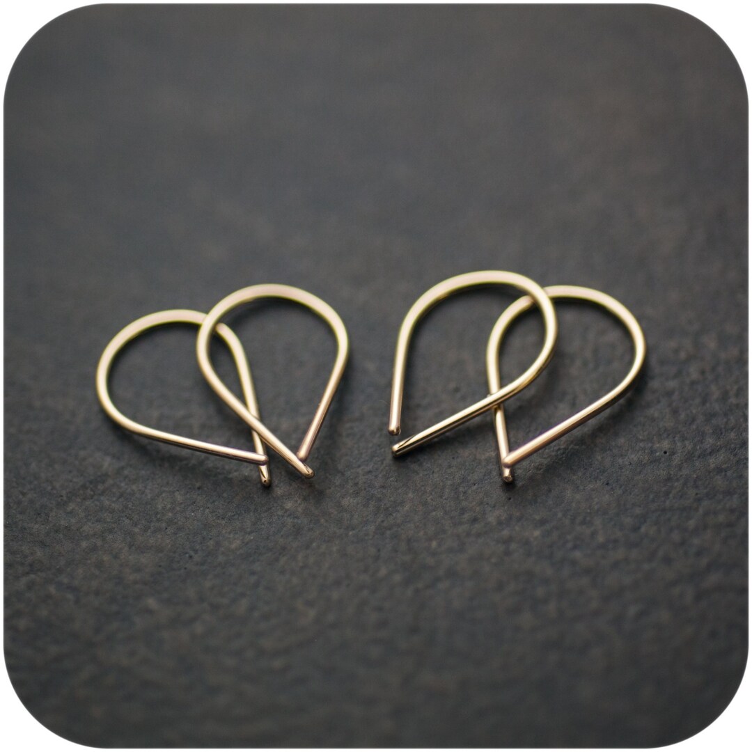Solid 14k Yellow Gold Sleeper Earring- Looped - Small Simple Open Hoop ...