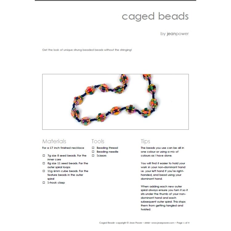 Caged Beads Beaded Rope ENGLISH LANGUAGE Beading Pattern - Etsy