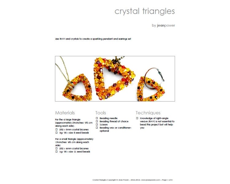 Crystal Triangles ENGLISH LANGUAGE Beading Pattern - Etsy