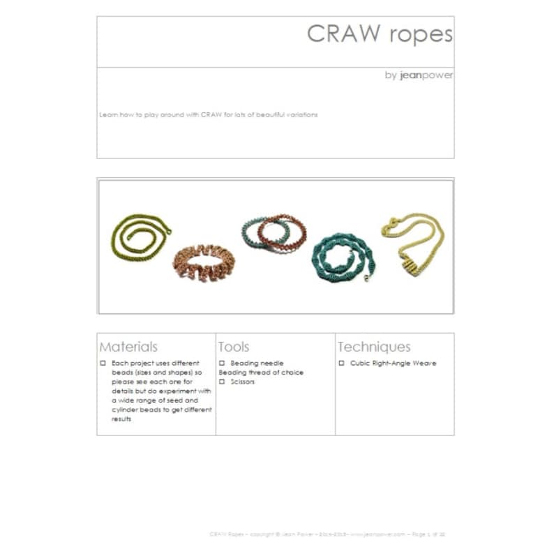 CRAW Ropes - ENGLISH LANGUAGE - Beading Pattern - Etsy