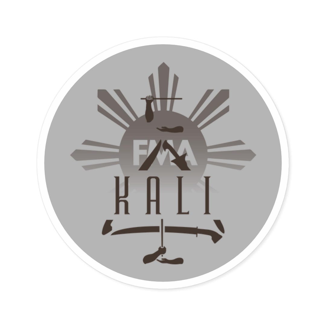 FMA Salute Round Sticker - Kali With Three Swords, Philippine Sun, and ...