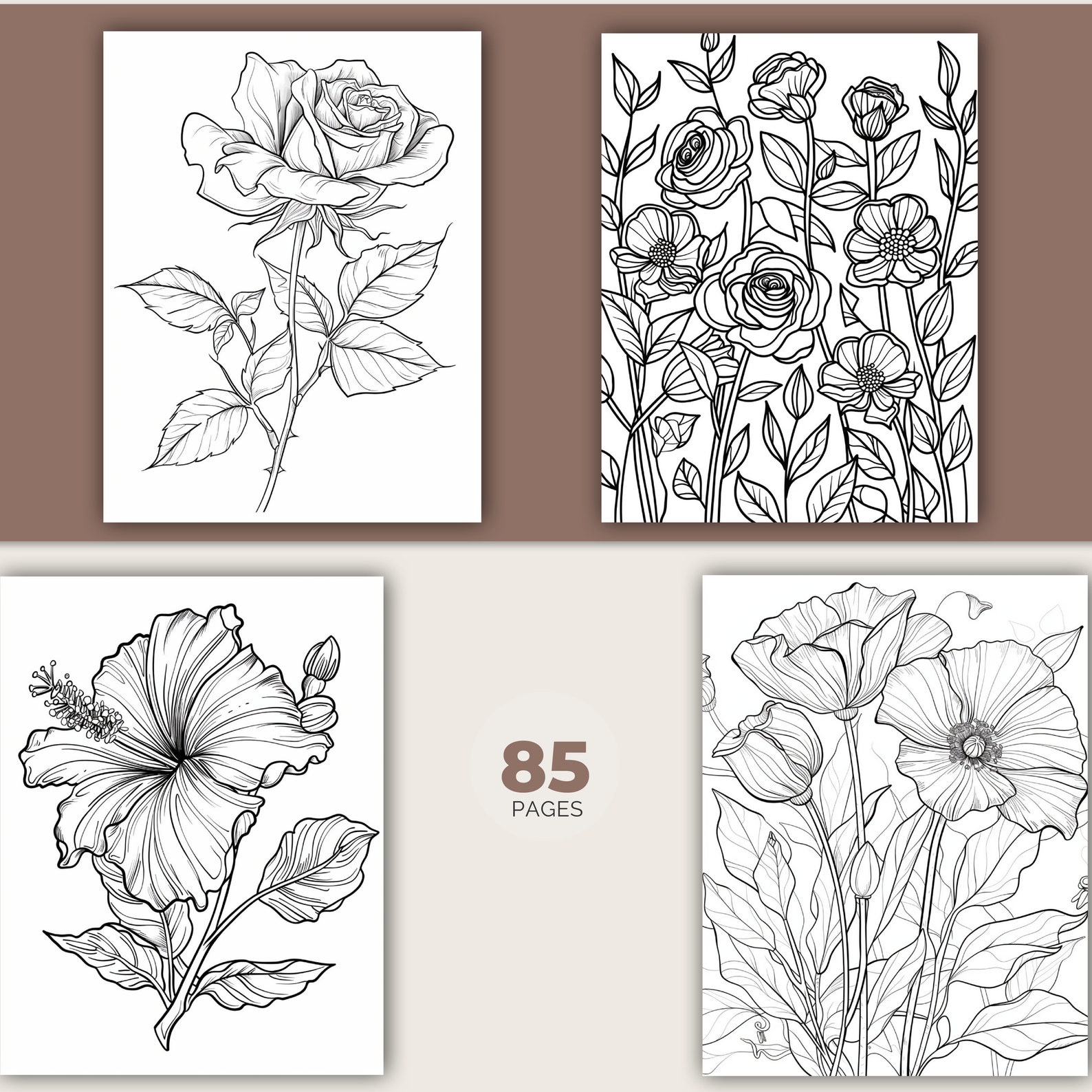 Printable Adult Flower Coloring Book | Stress Relief/relaxation ...