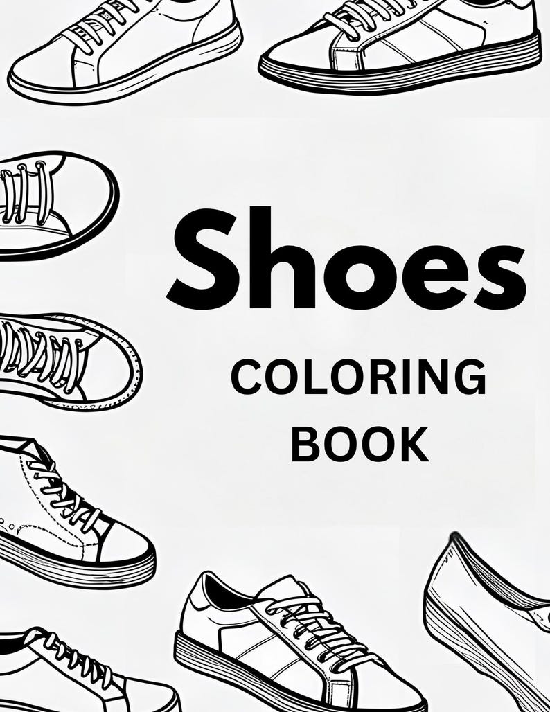 200-page Shoes Coloring Digital Book | Sneakers Footwear Designs for ...