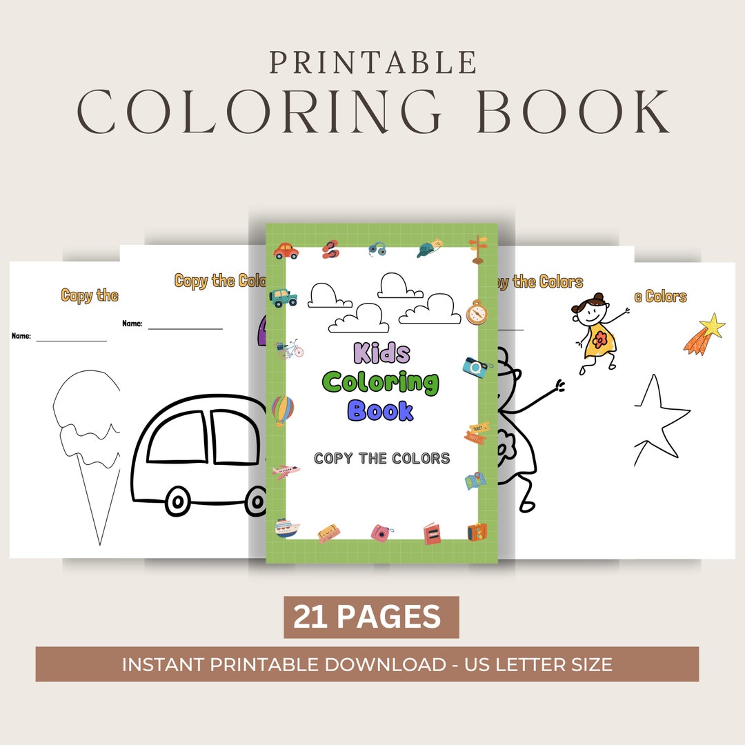 Copy the Color Digital Coloring Book Printable PDF Pages Instant ...
