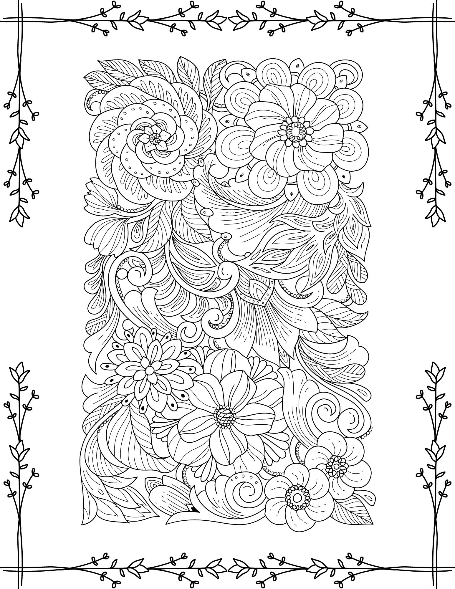 Flower Coloring Book- Digital Adult Printable PDF Instant Download ...