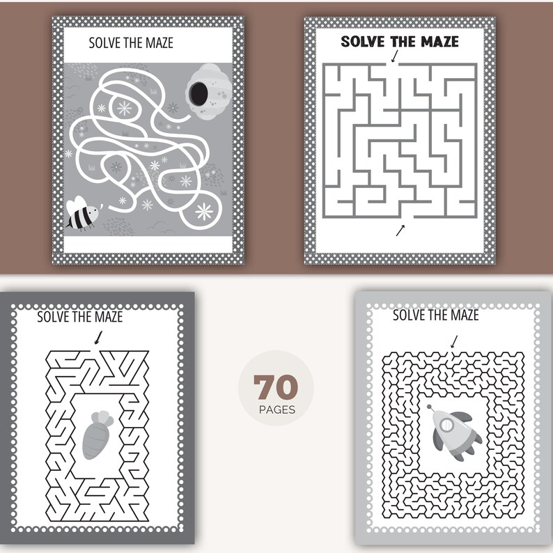70 Mazes for Kids | Fun Printable Activity Book | Digital Maze Puzzle ...