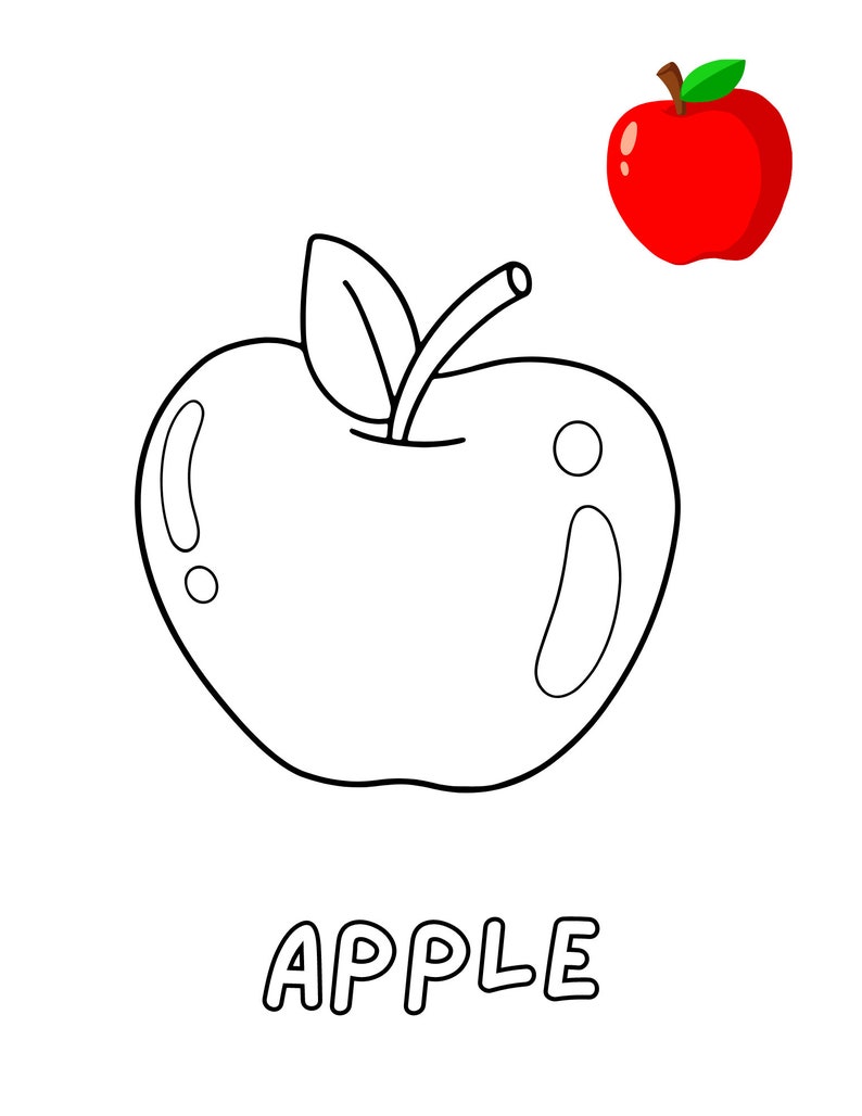 Fruits Copy Color Coloring Pages- Digital ABC Pages, Preschool Activity ...