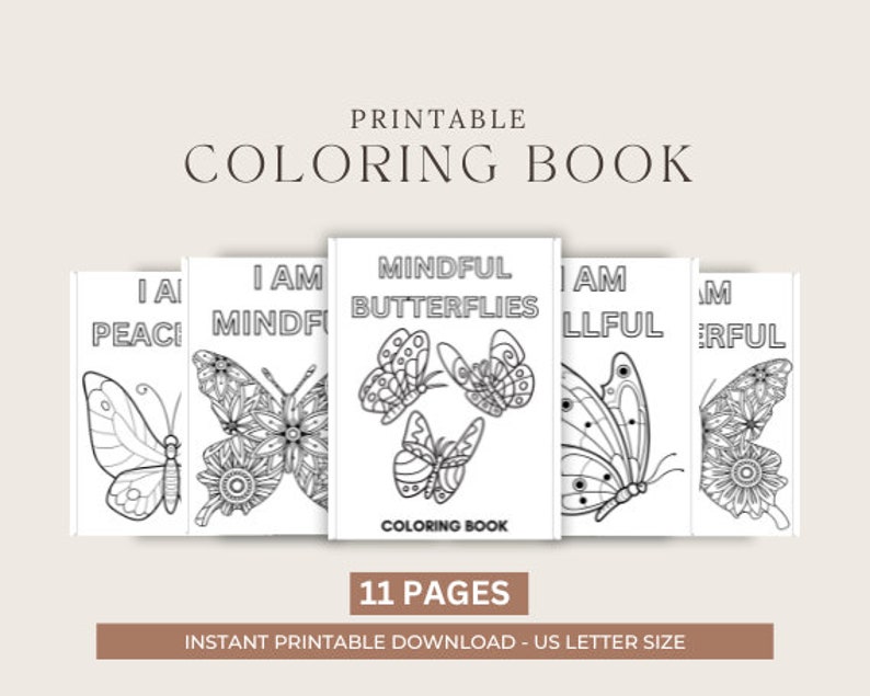 Mindful Butterfly Coloring Book for Adults Stress Relief, Relaxation ...