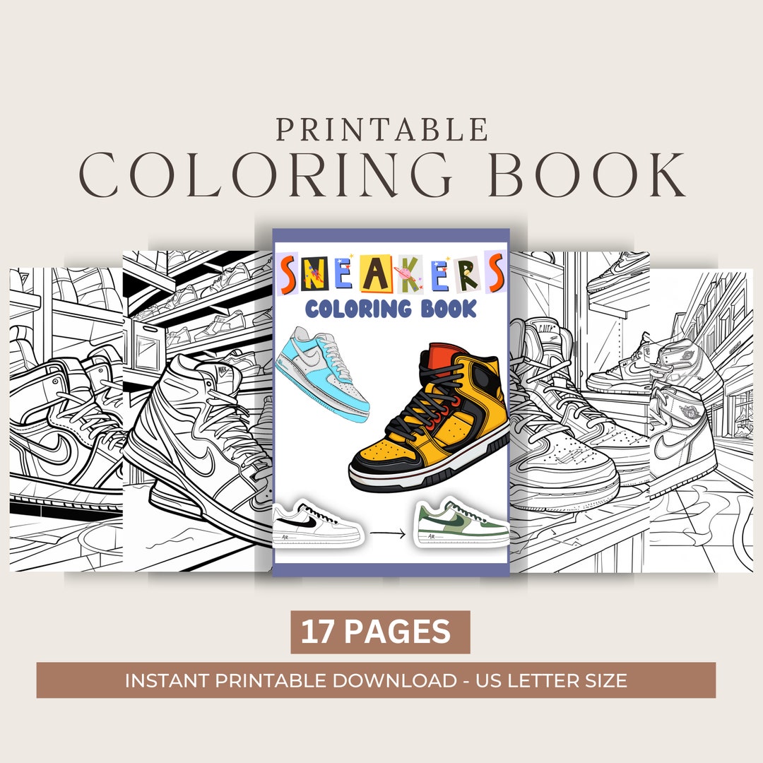 Sneakers Coloring Digital Book for Adults 17-page Printable Instant ...