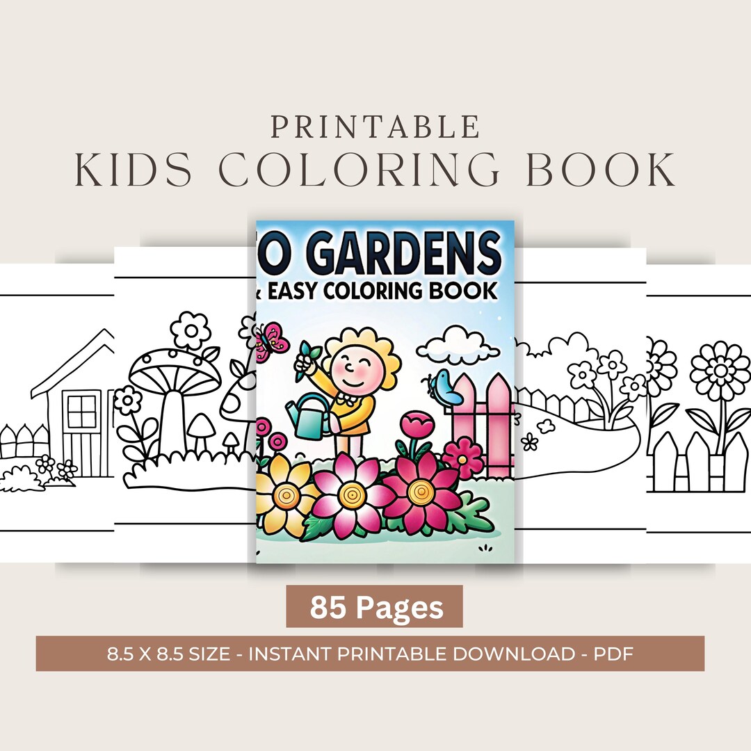 Bold & Easy Gardening Coloring Book for Kids | Fun Garden-themed ...