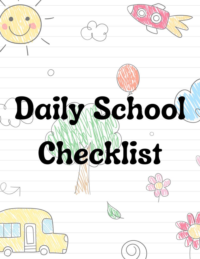 Printable Kids Daily School Checklist | Fun Editable Routine Chart for ...