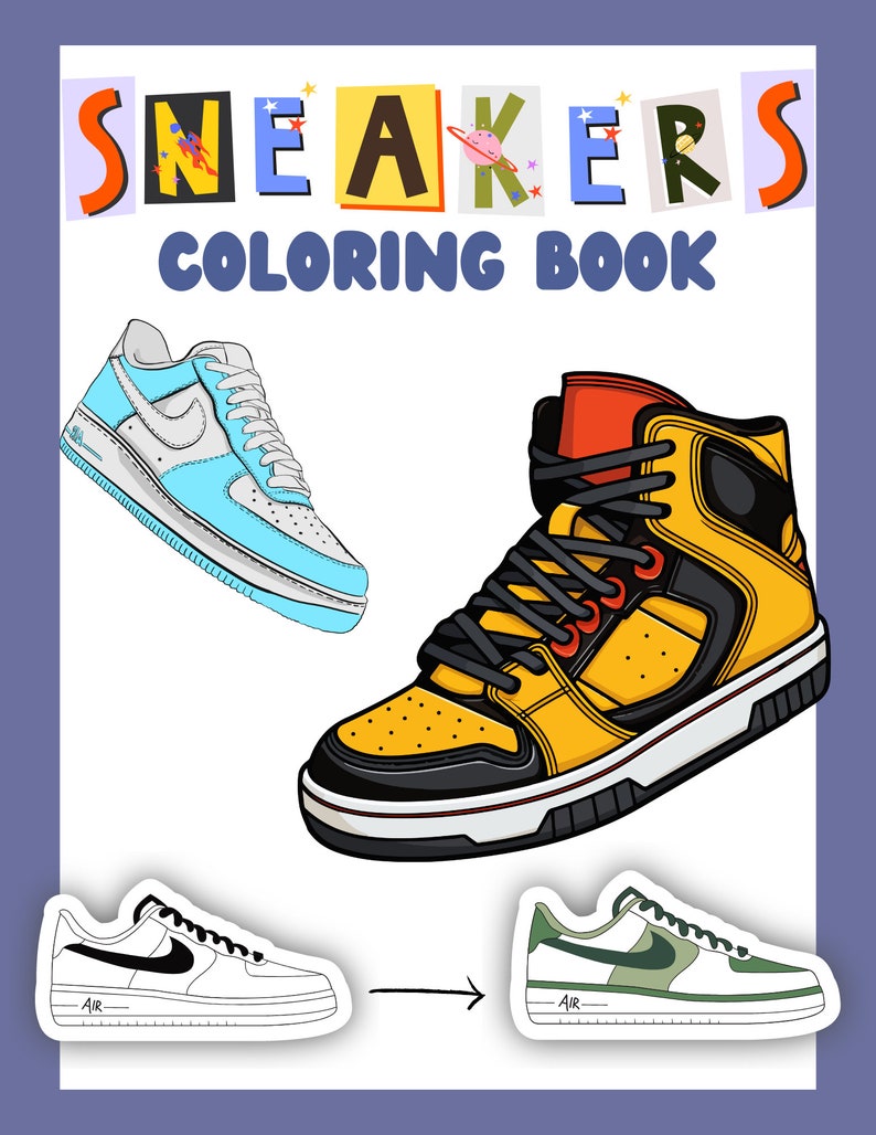 Sneakers Coloring Digital Book for Adults 17-page Printable Instant ...
