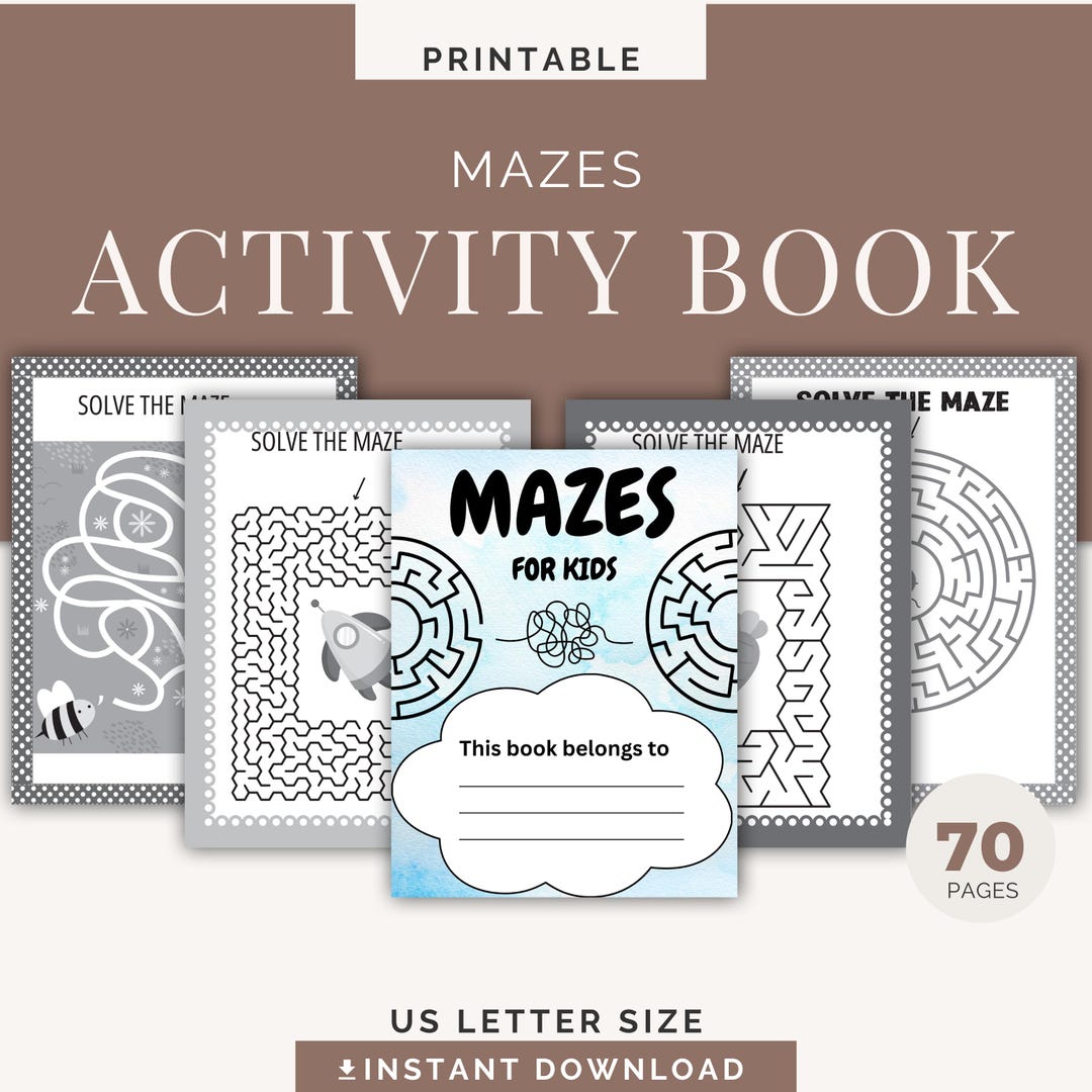 70 Mazes for Kids | Fun Printable Activity Book | Digital Maze Puzzle ...