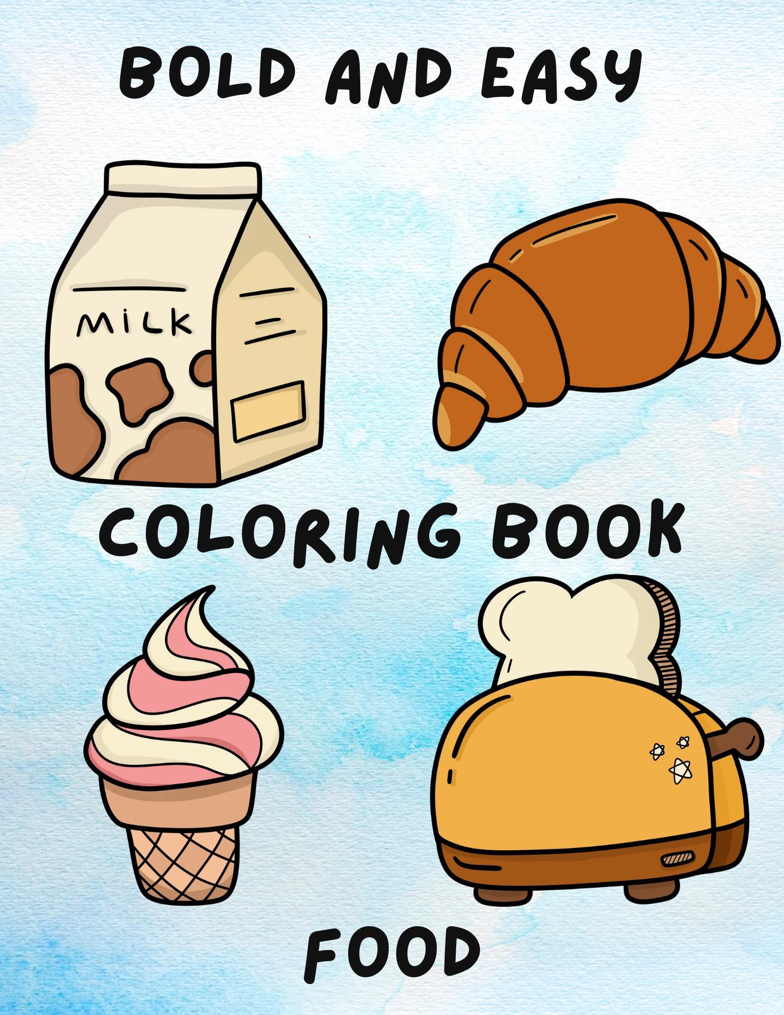 Bold & Easy Food Coloring Book for Kids | Fun Digital Activity Simple ...