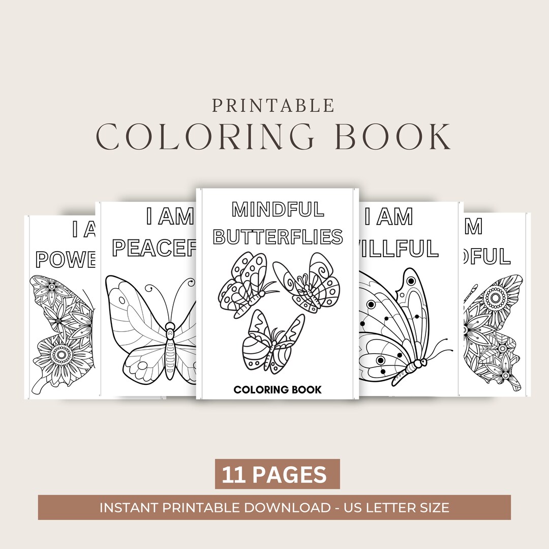 Mindful Butterfly Coloring Book for Adults- Stress Relief, Relaxation ...