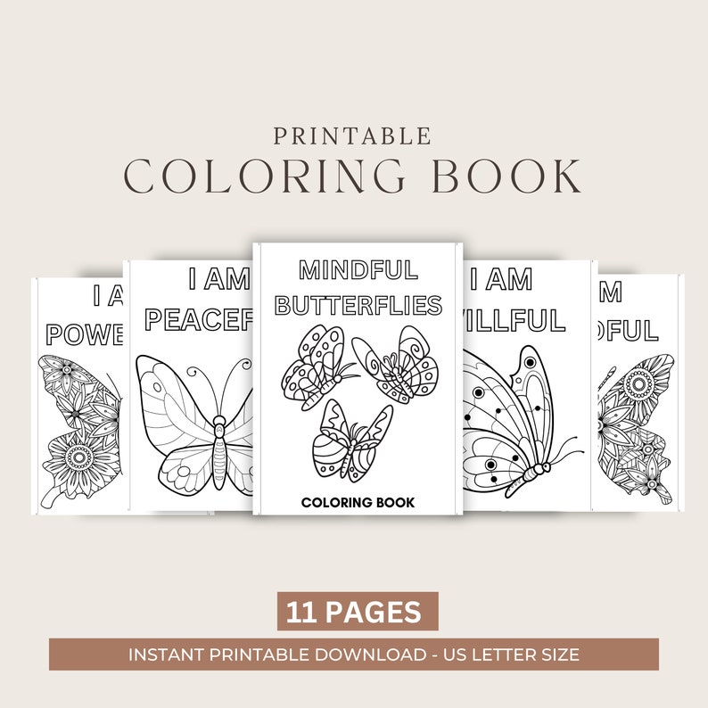 Mindful Butterfly Coloring Book for Adults Stress Relief, Relaxation ...