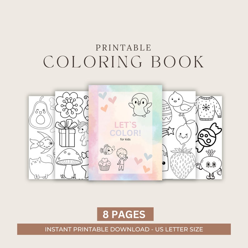 Fun Designs Kids Coloring Book- Instant Digital Download. Preschool ...