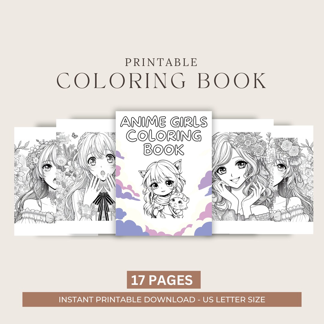 Printable Anime Coloring Book for Adults | Stress Relief | Manga Art ...