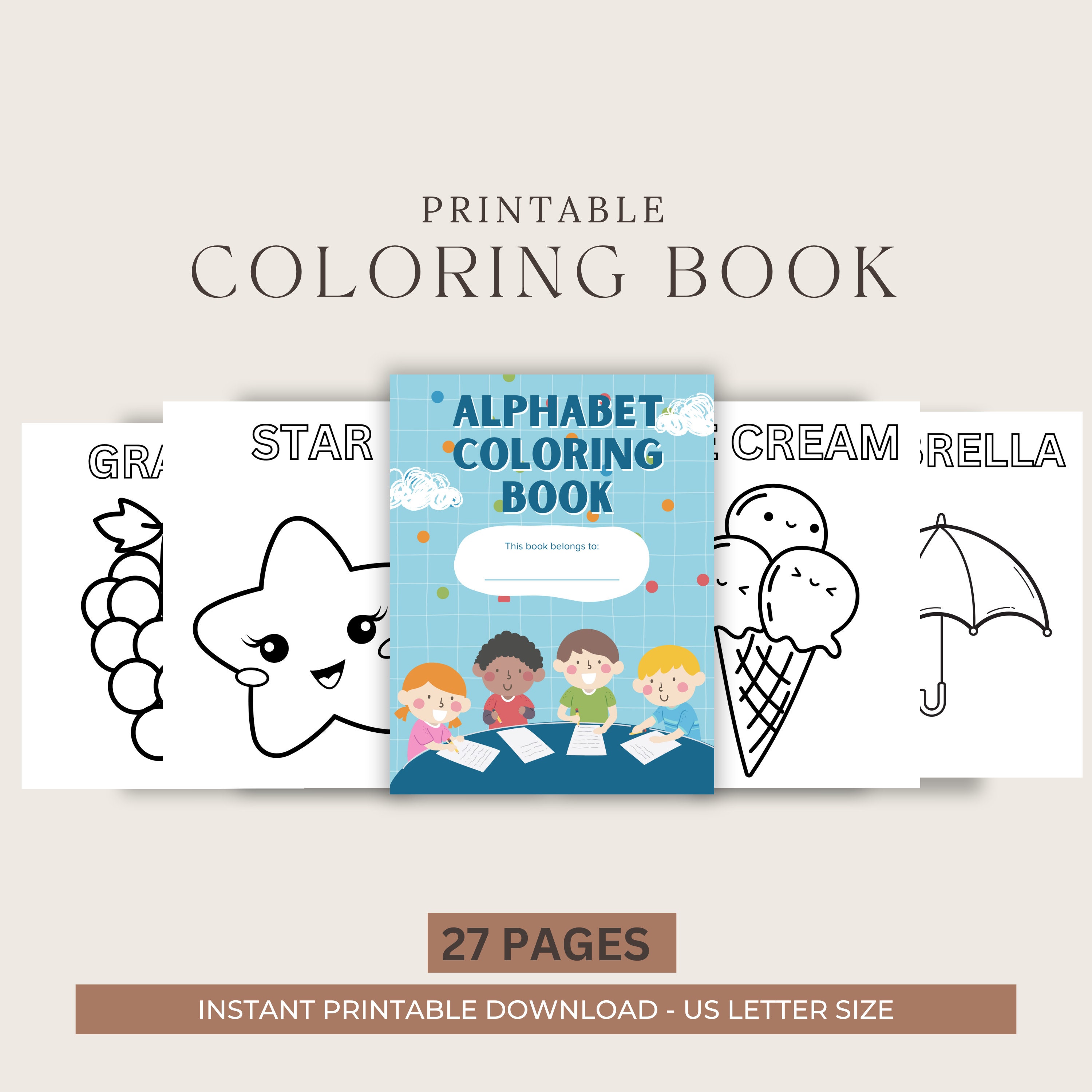 Fun Alphabet Coloring Book- Digital ABC Pages, Instant Download ...