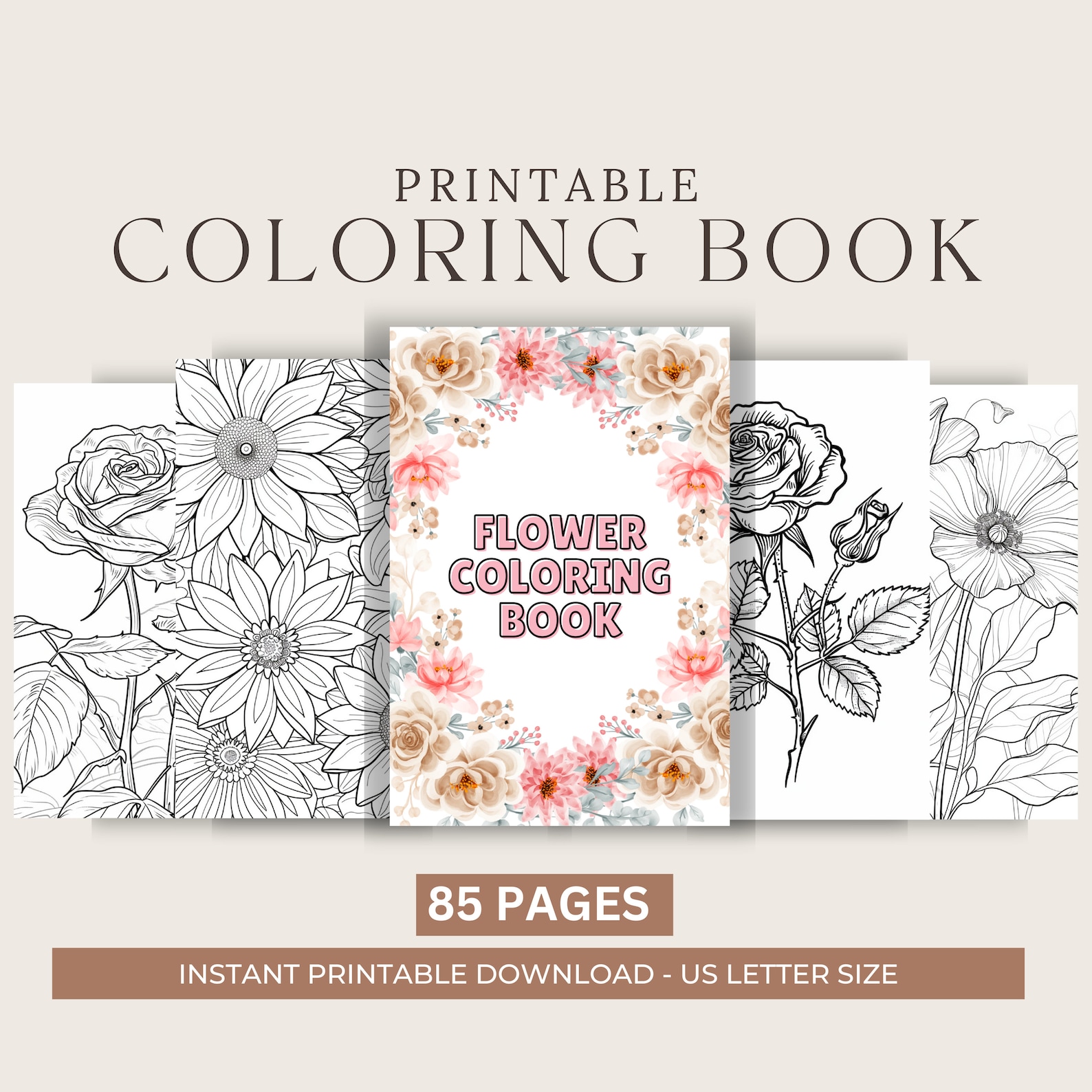 Printable Adult Flower Coloring Book | Stress Relief/relaxation ...