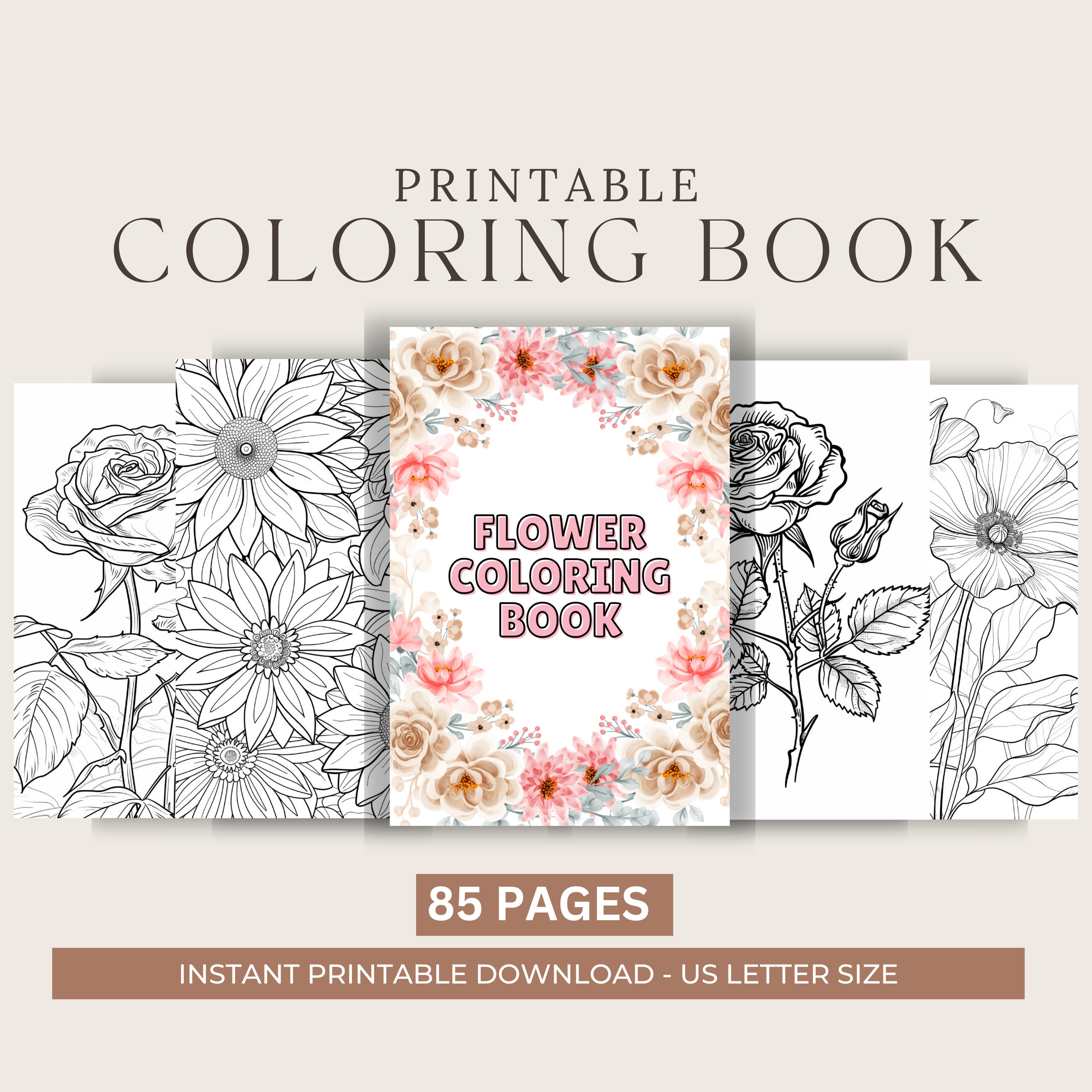 Printable Adult Flower Coloring Book | Stress Relief/relaxation ...
